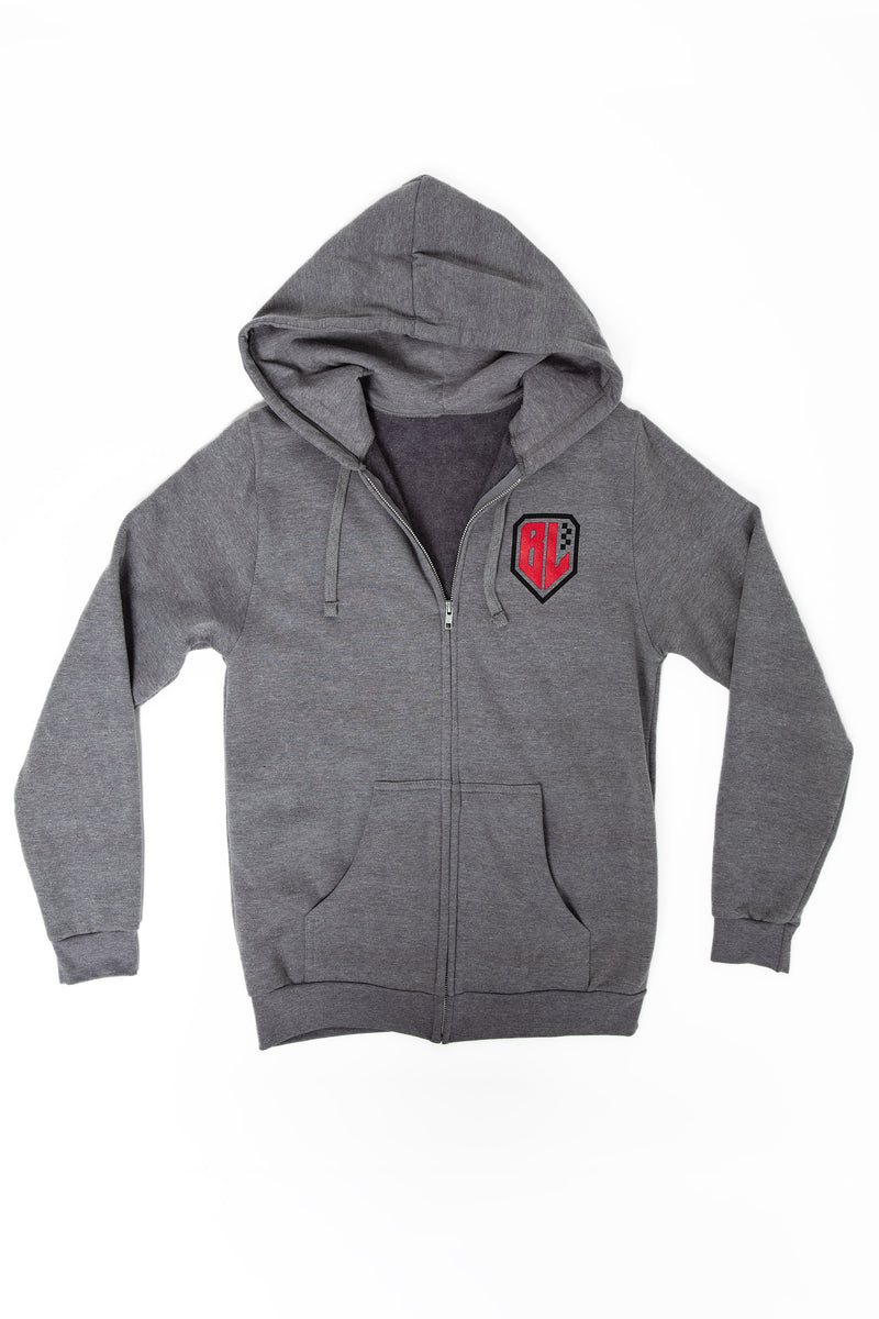 Grey Piston Zip-Up Sweater – Drag Racing Shirt – BracketLife Brand